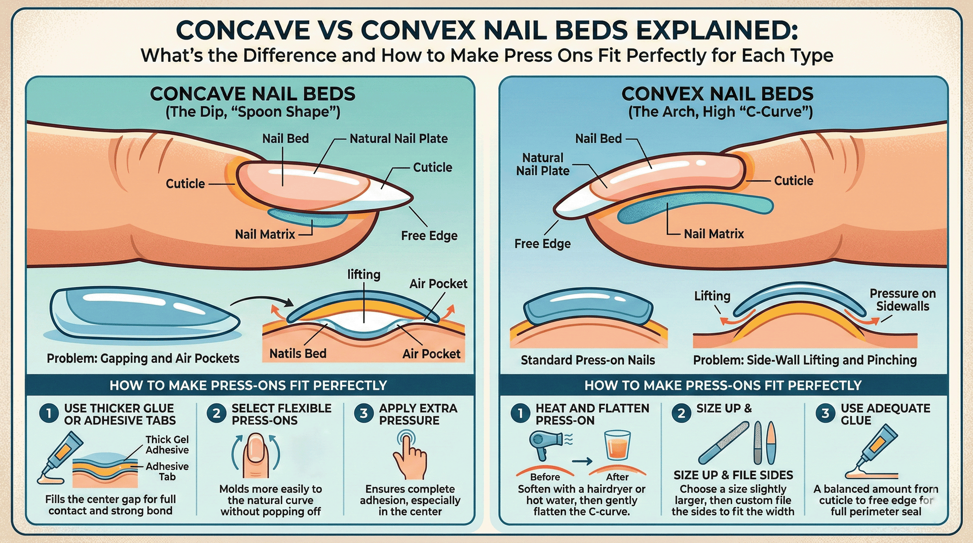 Flat Nail Beds vs. Curved Nail Beds. How to Choose Press On Nails That ...