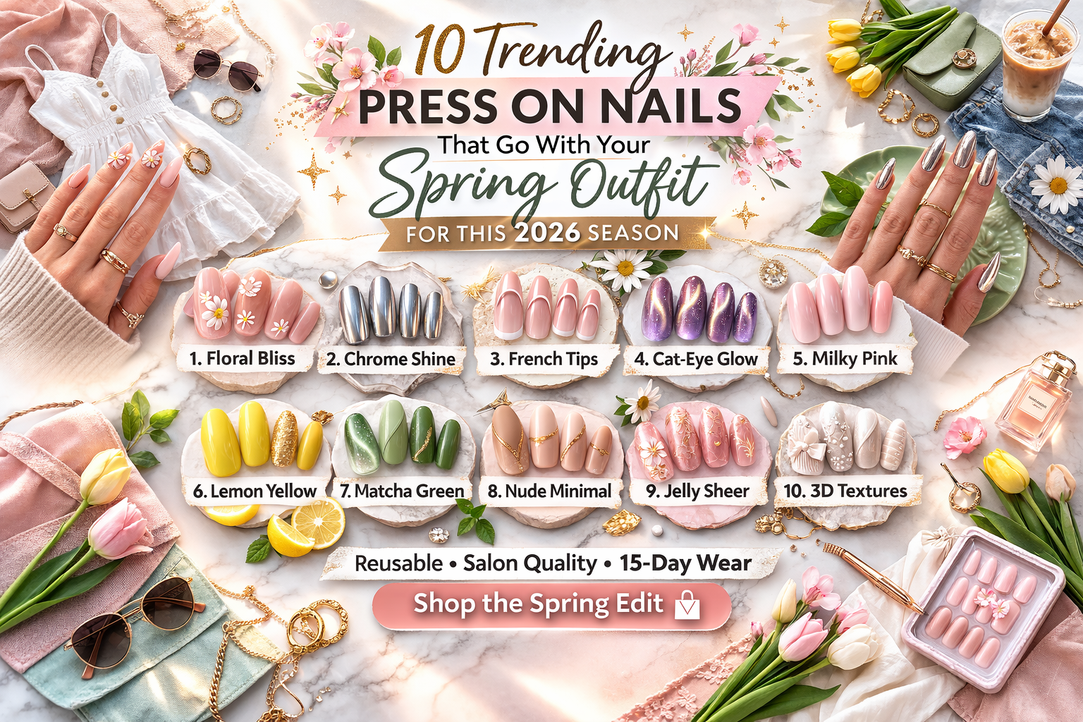 Top 10 Trending Press-On Nails for Spring 2026 | ShadePax